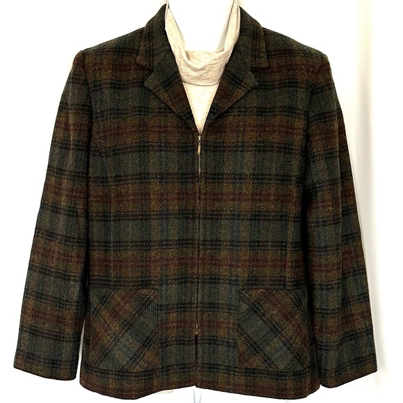 Dress Barn | Jackets & Coats | Vtg Tartan Wool Plaid Zip Front Jacket ...